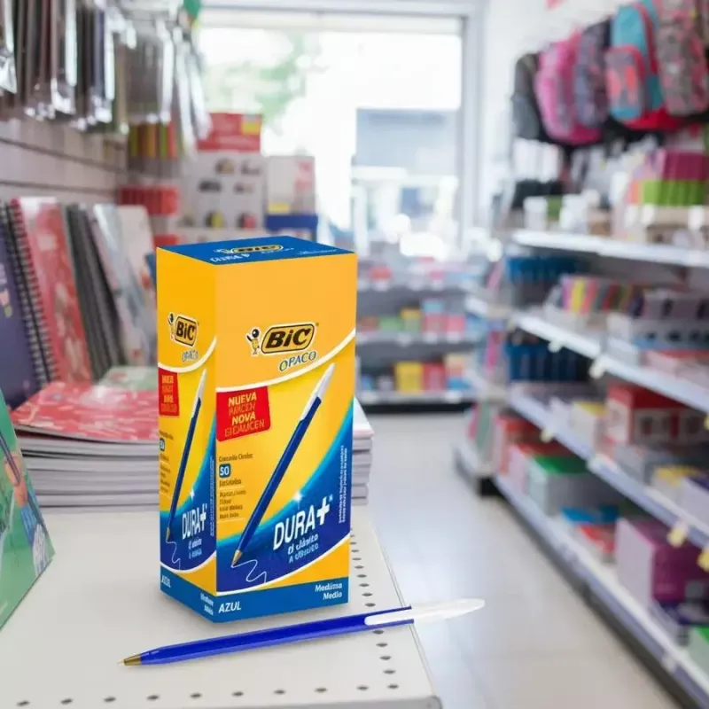 Bolígrafo Bic Opaco de Trazo Grueso Azul - Calidad Premium